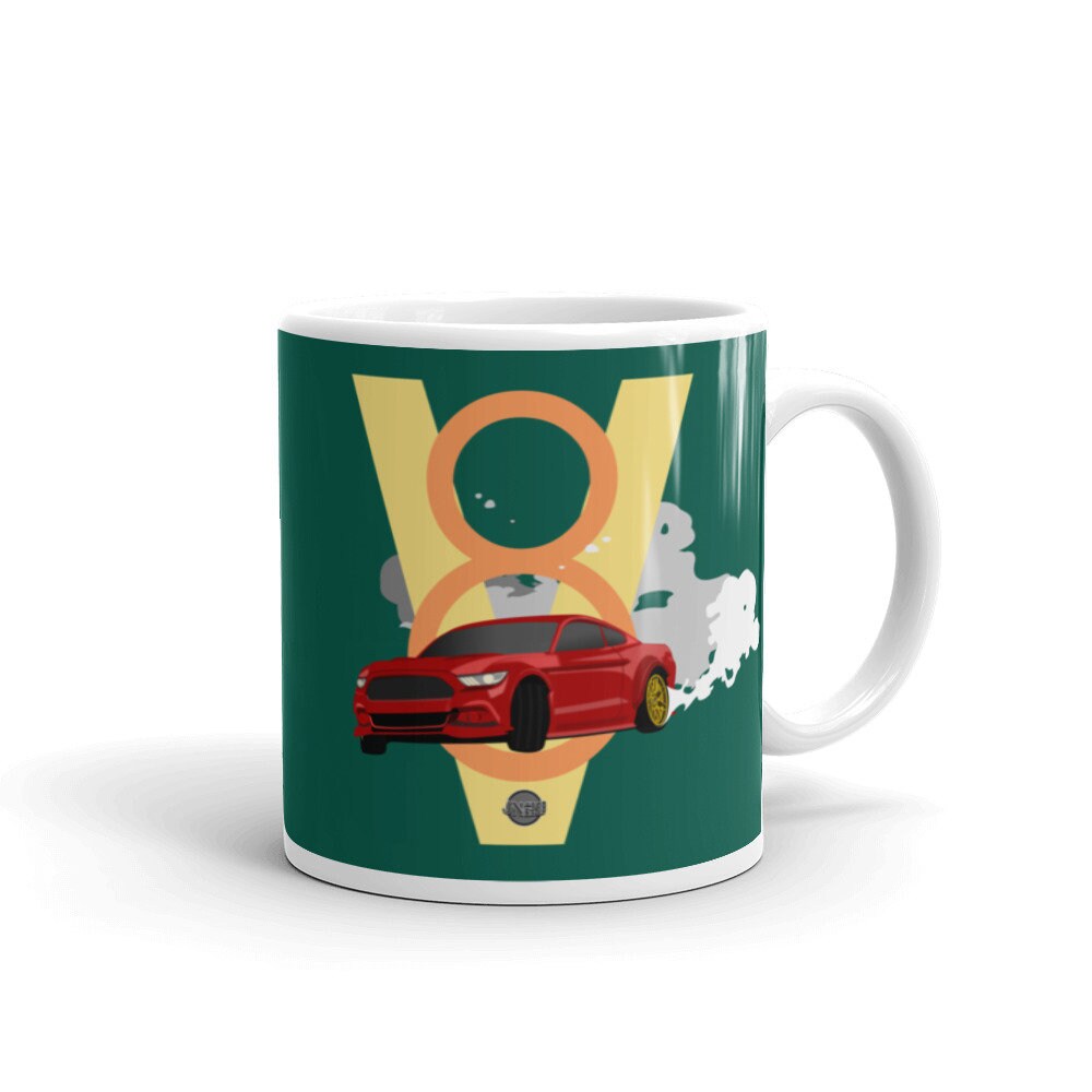 A Cool V8 Engine Tribute Mug Featuring a Drifting Stang - Etsy