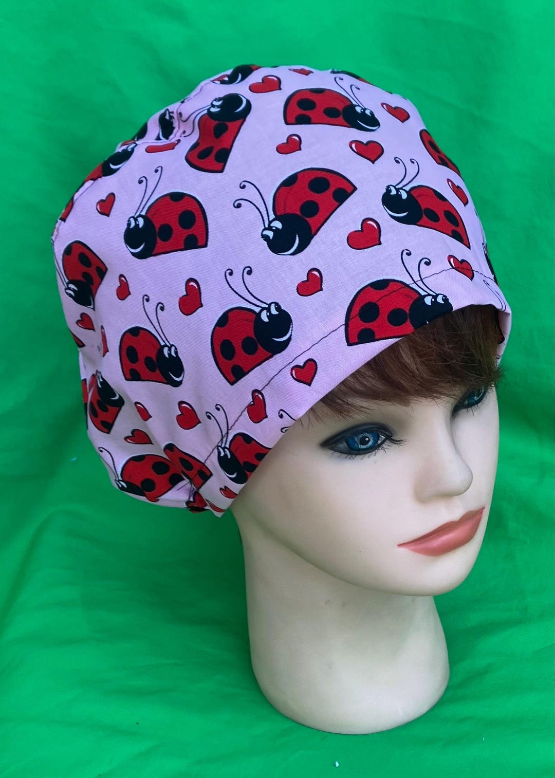 Pink Lady Bug Euro Basic Surgical Scrub Cap / Chef Hat / Bonnet / Hat ...
