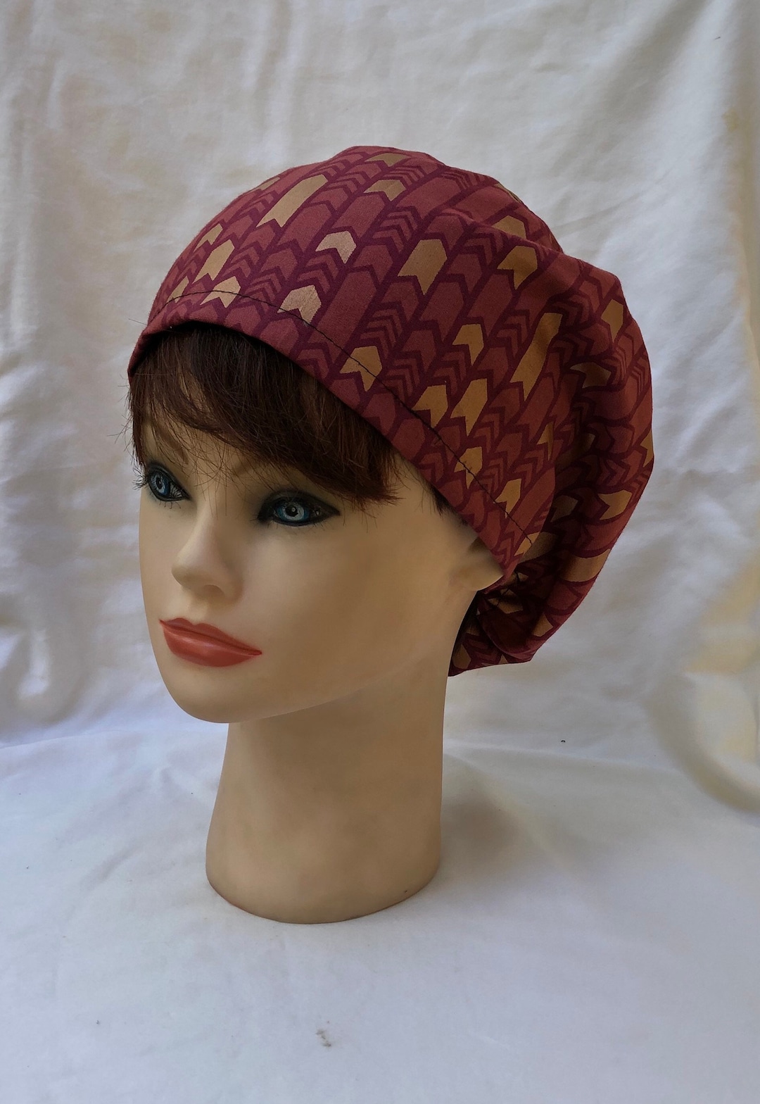 Maroon Arrow Basic Surgical Scrub Cap / Chef Hat / Bonnet / OR Nurse ...