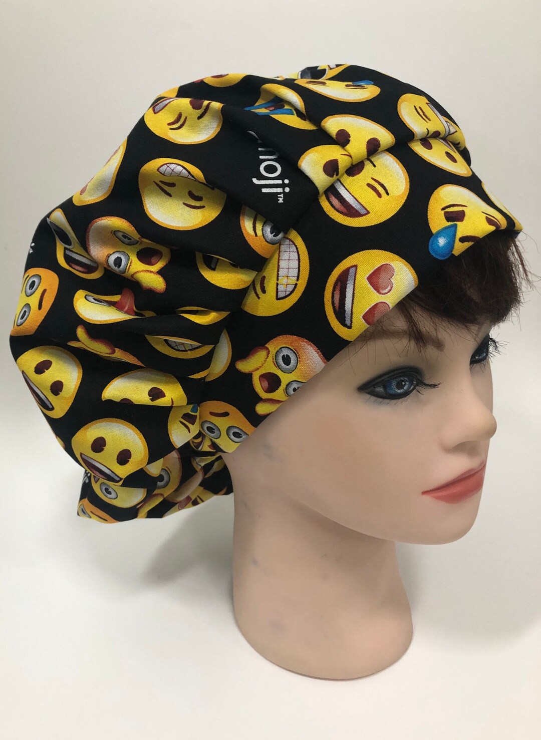 Smiley Face Emoji Surgical Scrub Cap Bouffant Style/chef Hat/chemo Hat ...