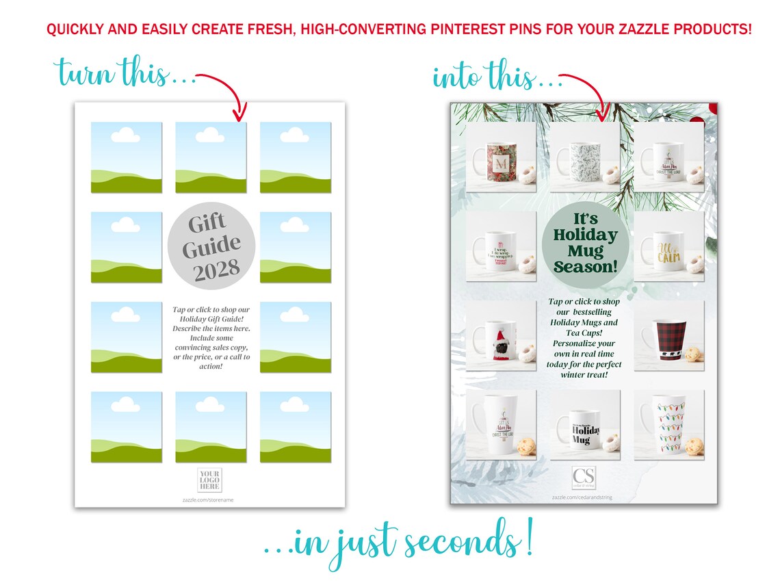 20 Gift Guide Pinterest Canva Templates for Zazzle | Vertical Pins ...