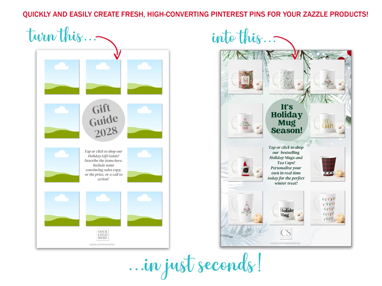 20 Gift Guide Pinterest Canva Templates for Zazzle | Vertical Pins ...
