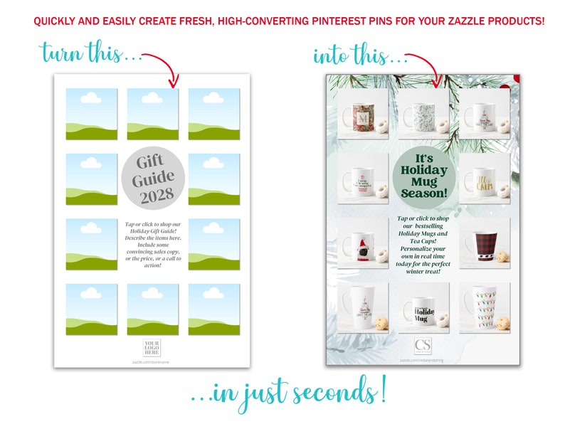 20 Gift Guide Pinterest Canva Templates for Zazzle | Vertical Pins ...