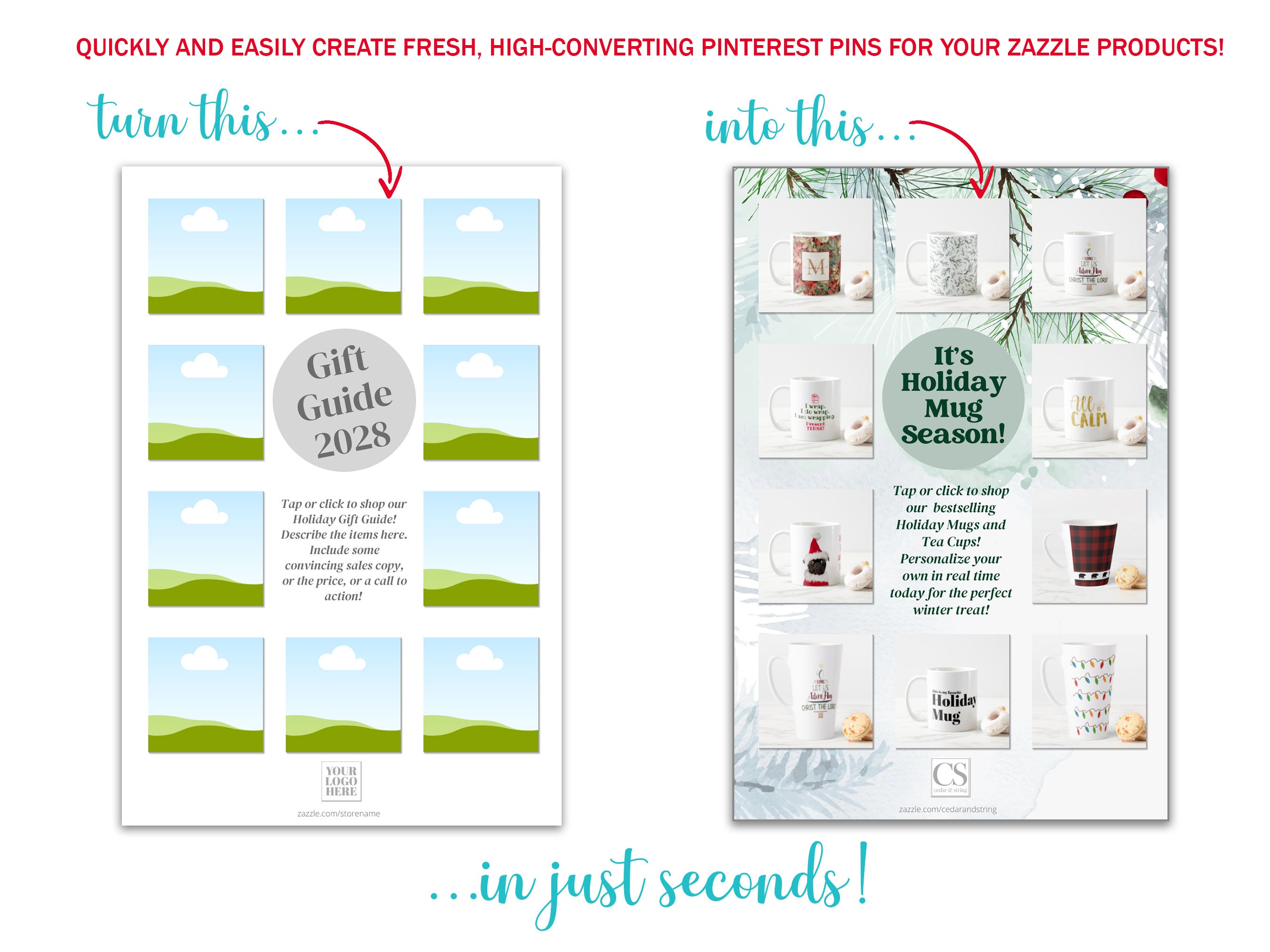 20 Gift Guide Pinterest Canva Templates for Zazzle | Vertical Pins ...
