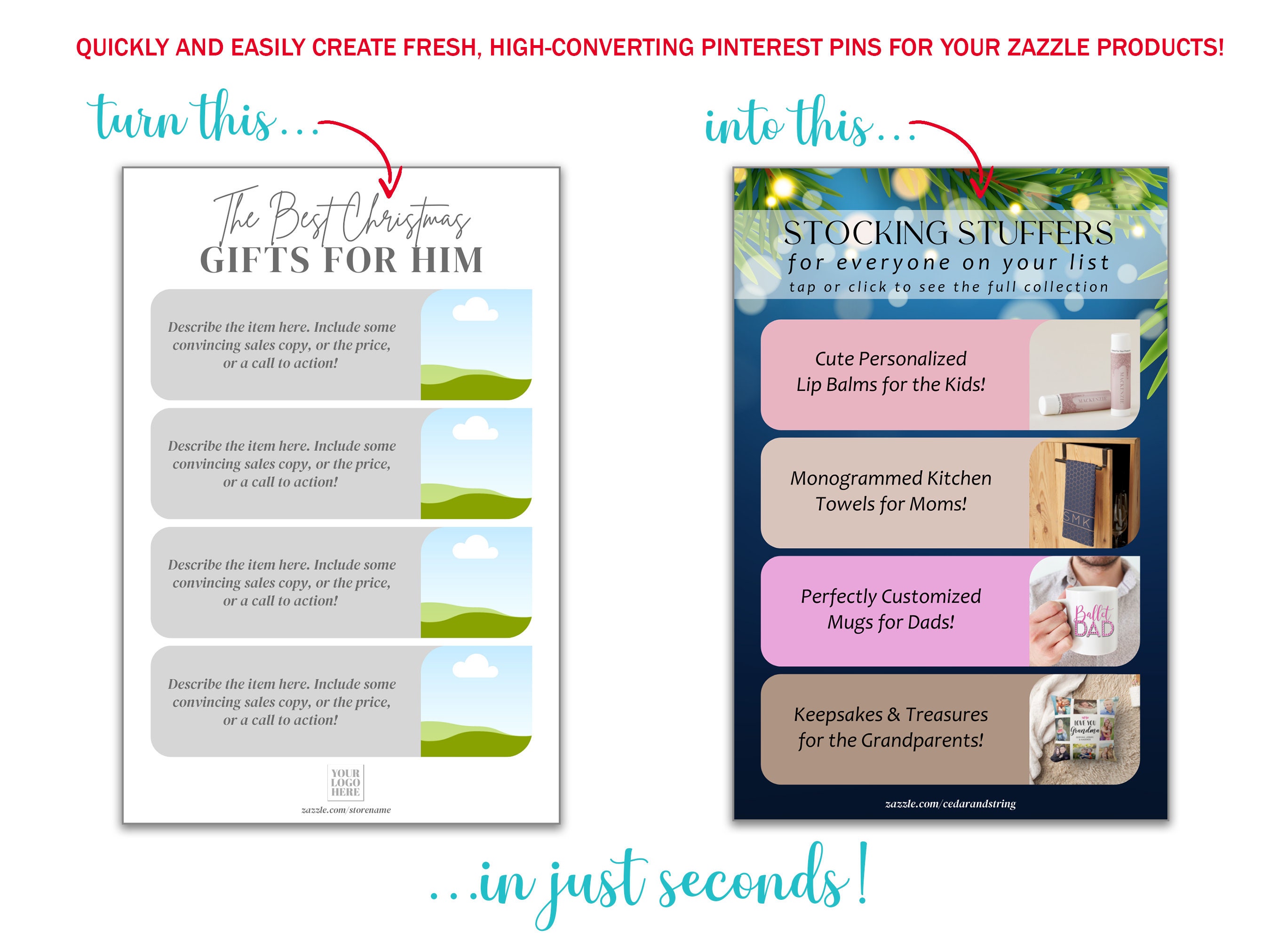 20 Gift Guide Pinterest Canva Templates for Zazzle | Vertical Pins ...
