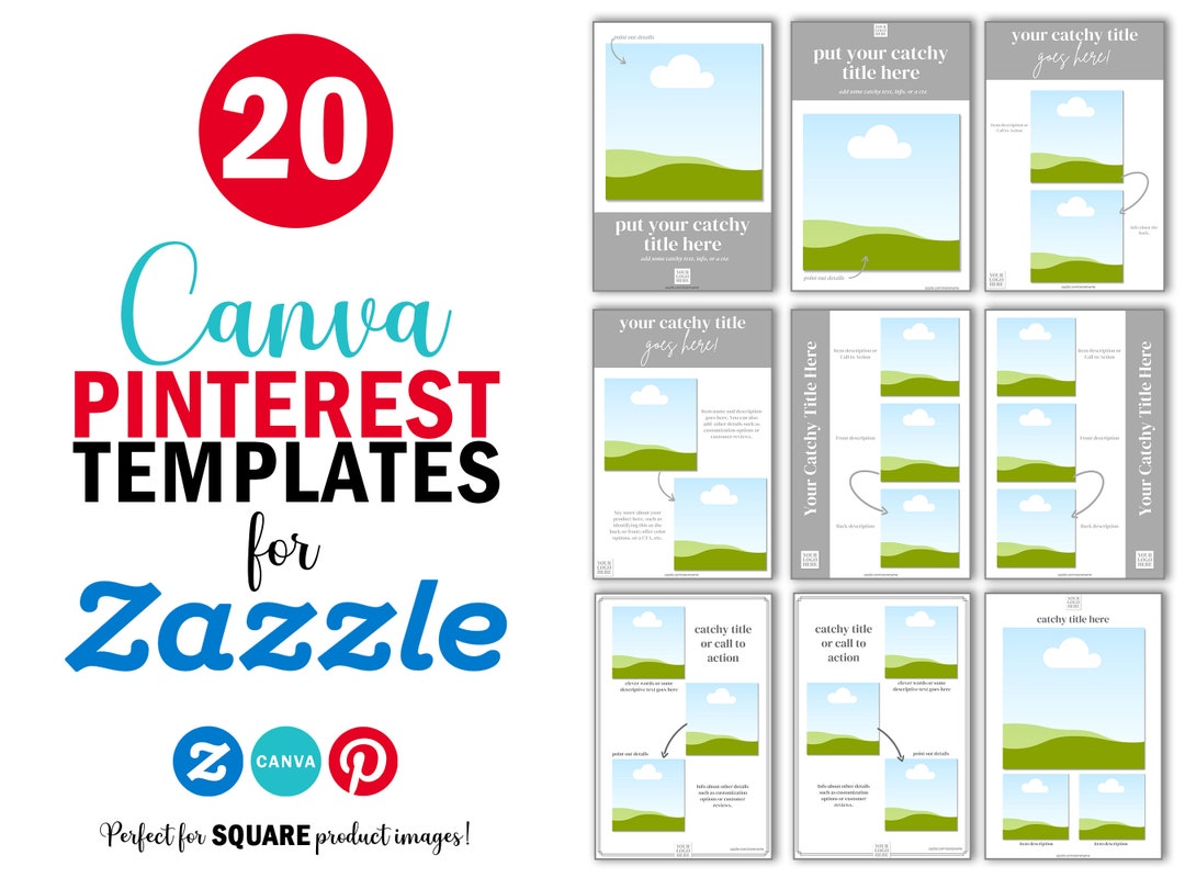 20 Pinterest Canva Templates for Zazzle and Instagram | Vertical Pins ...