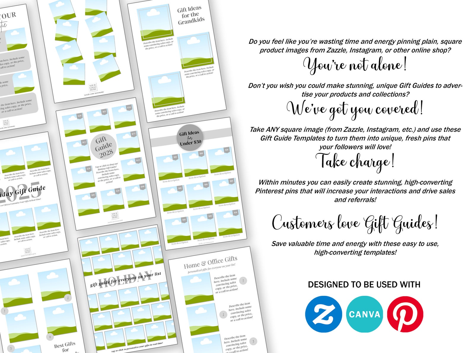 20 Gift Guide Pinterest Canva Templates for Zazzle | Vertical Pins ...