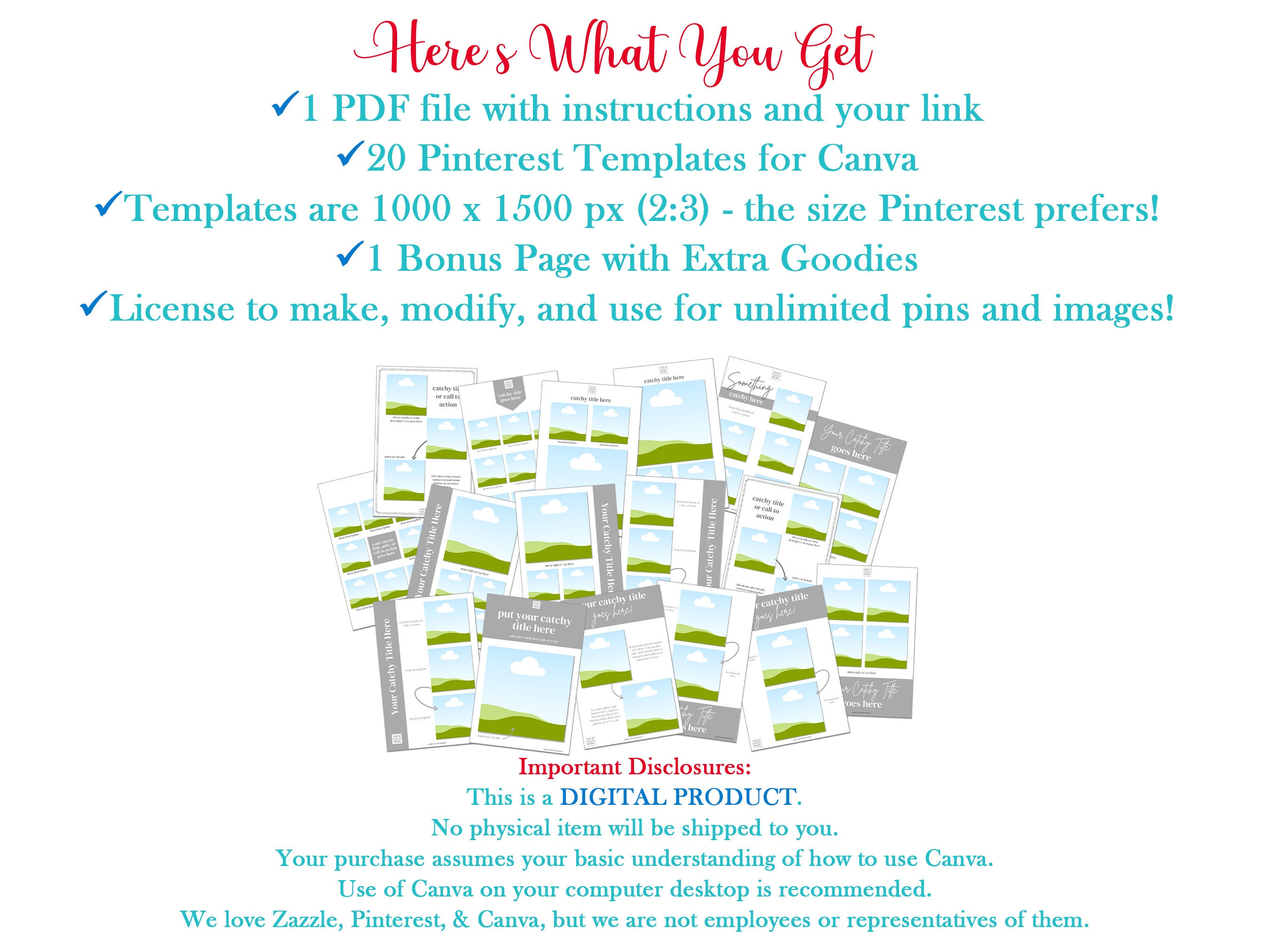 20 Pinterest Canva Templates for Zazzle and Instagram | Vertical Pins ...