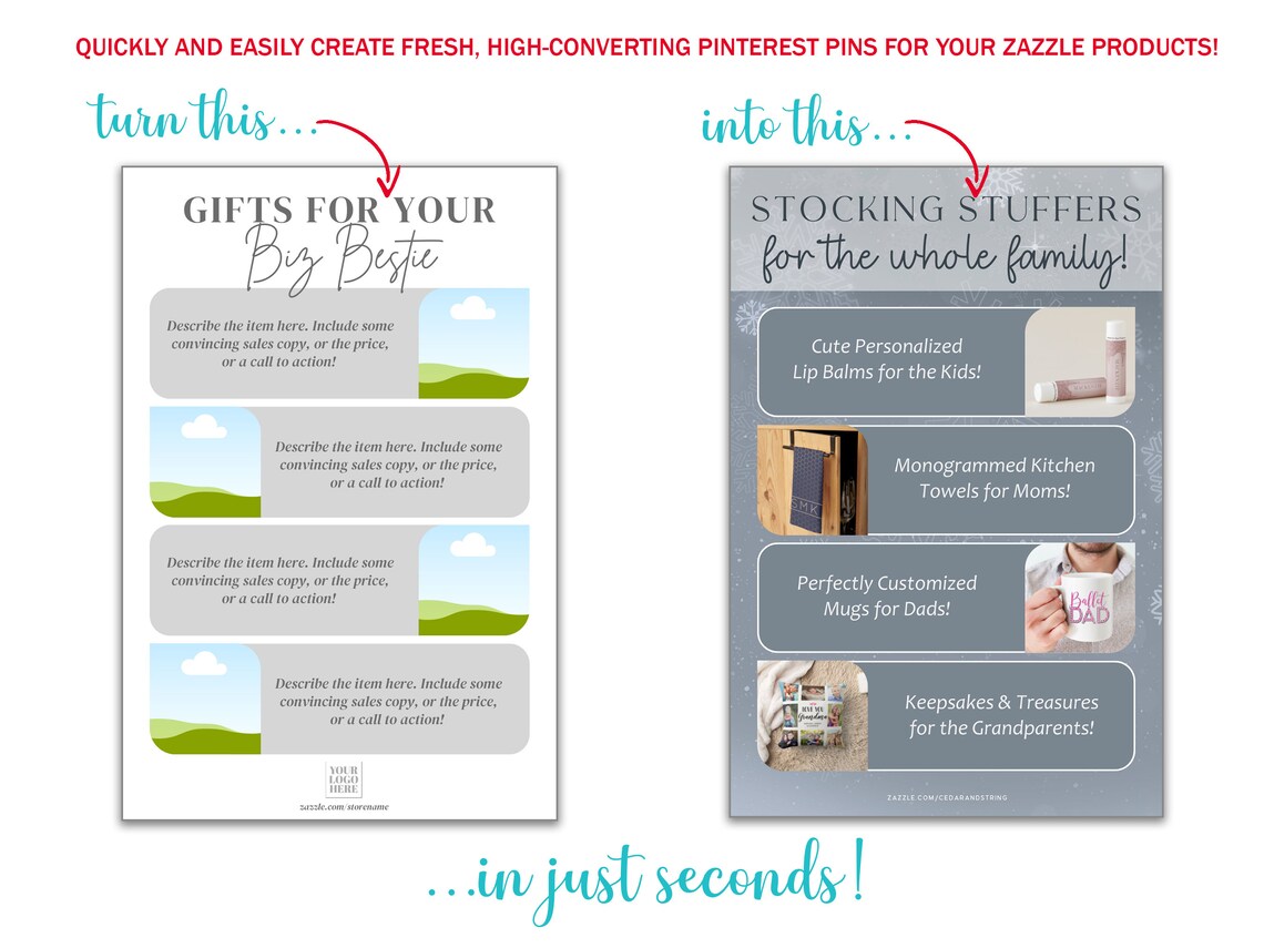 20 Gift Guide Pinterest Canva Templates for Zazzle | Vertical Pins ...