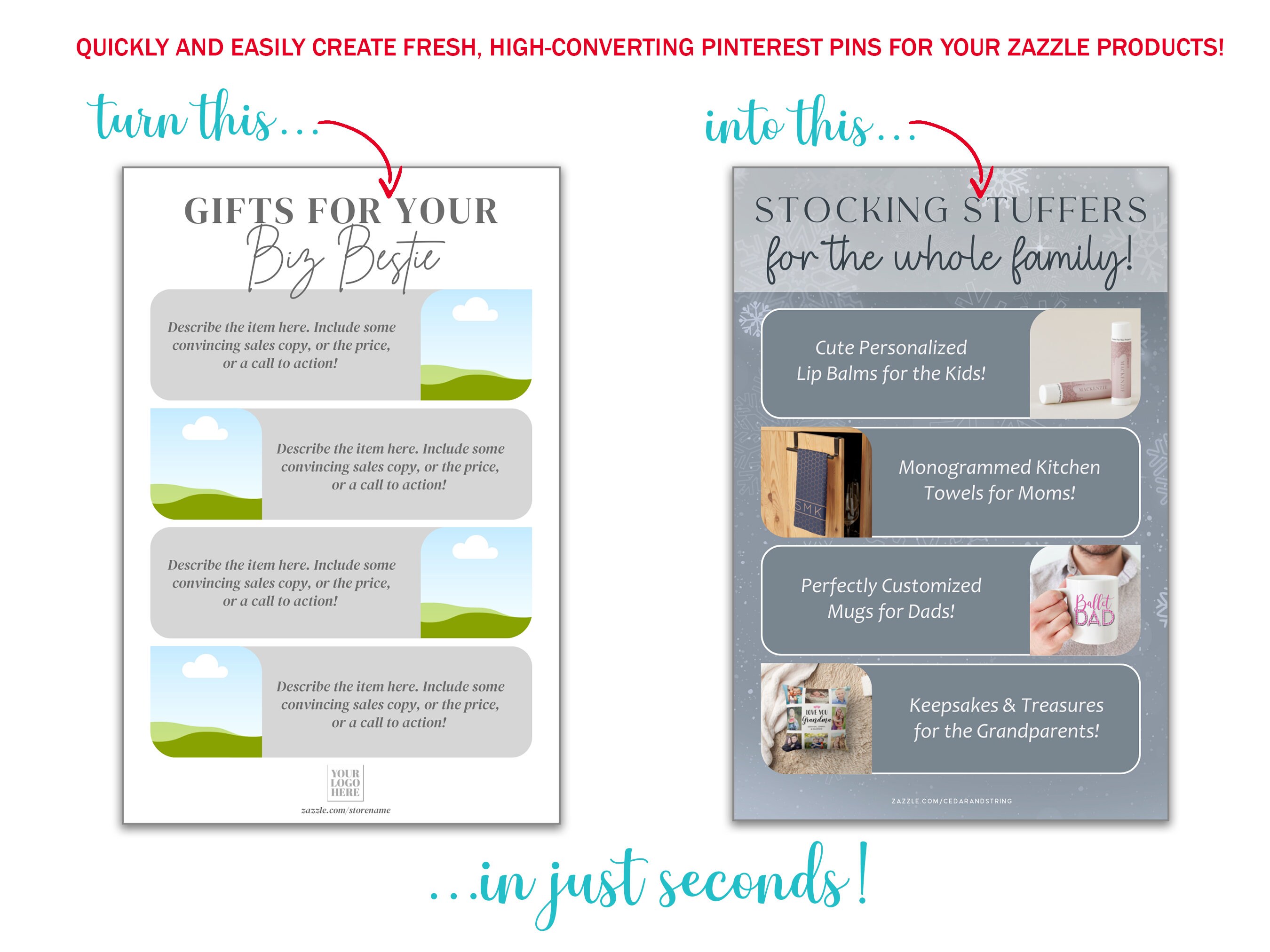 20 Gift Guide Pinterest Canva Templates for Zazzle | Vertical Pins ...