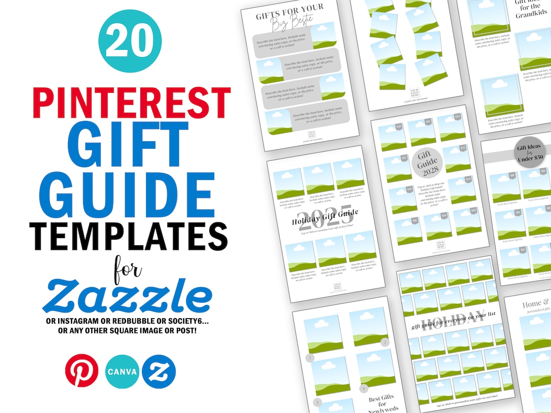 20 Gift Guide Pinterest Canva Templates for Zazzle | Vertical Pins ...