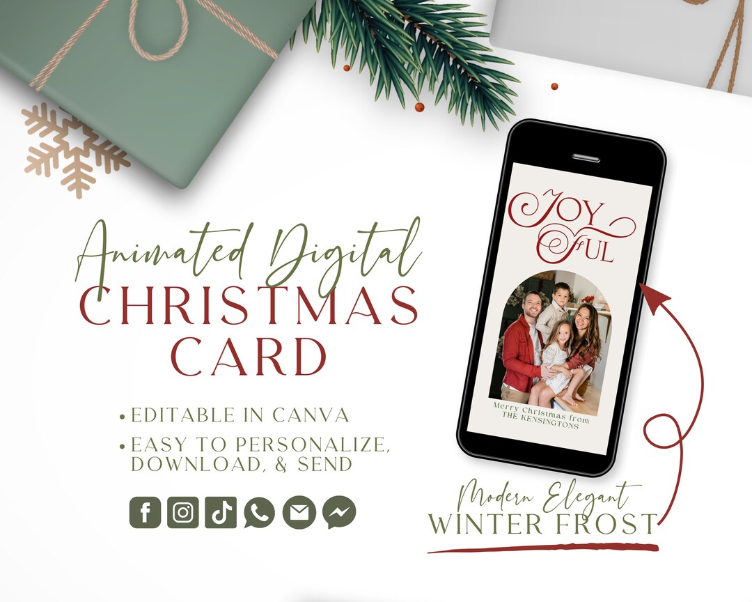 Animated Christmas Card for Phone Digital Holiday Card Edit in Canva ...