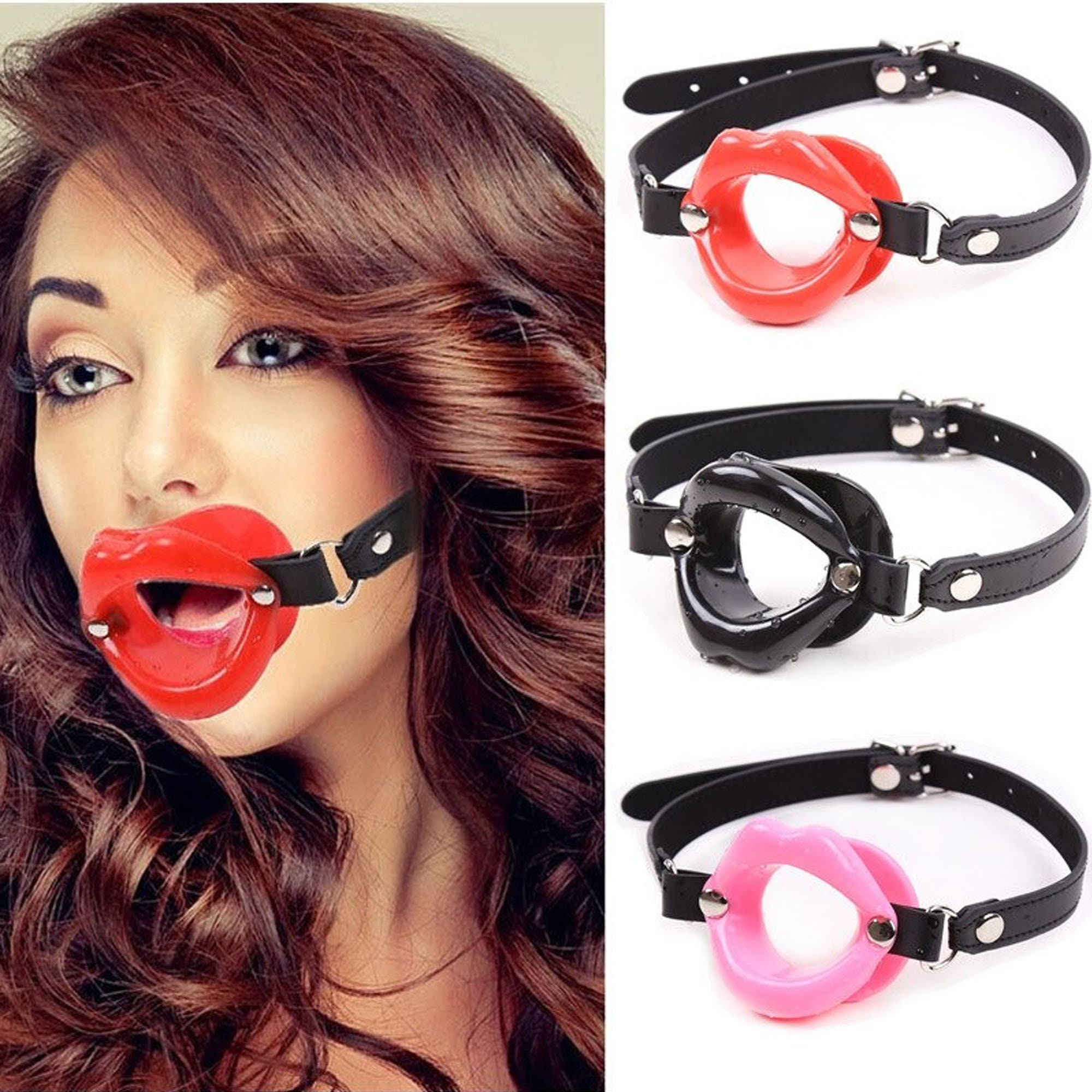 Leather Silicone Mouth Ball BDSM Bondage Lips Ring Open Gag Ball Adult Silicone Hole Gag - Etsy