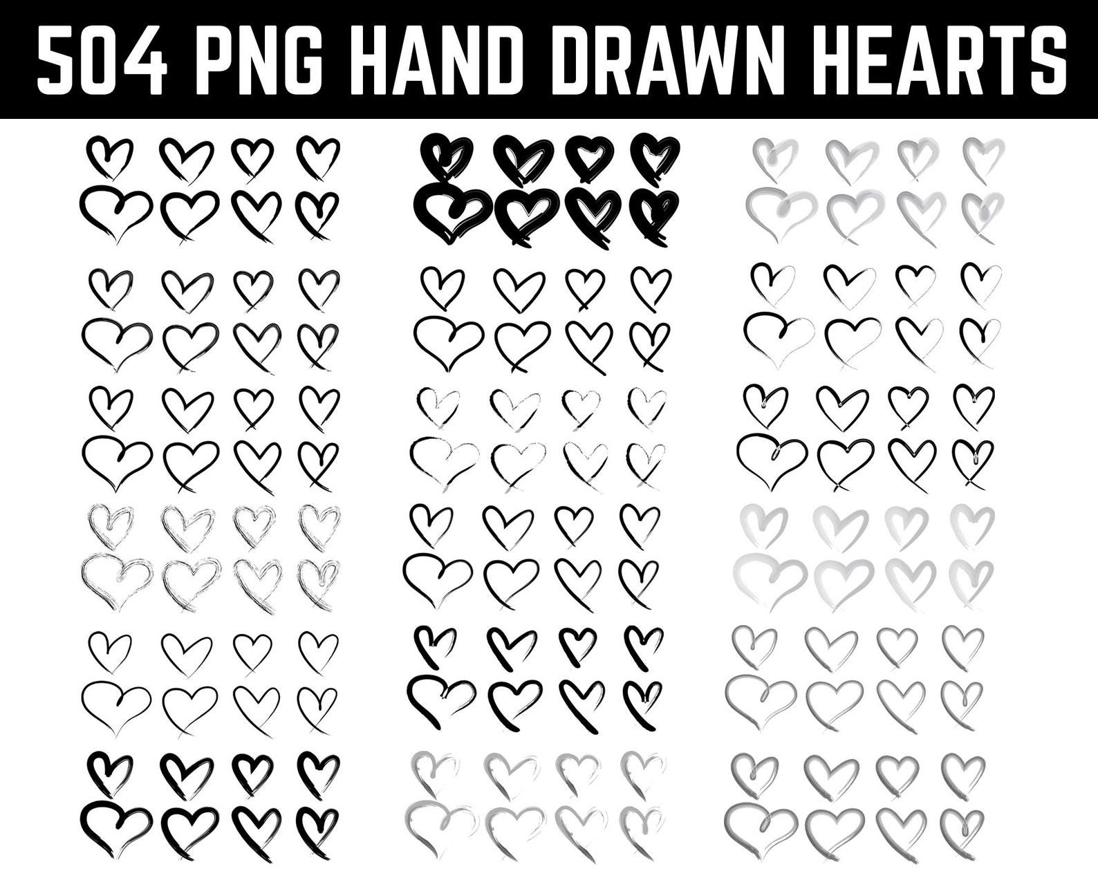 504 Heart Svg Bundle Hand Drawn Heart Svg Doodle Heart Svg - Etsy