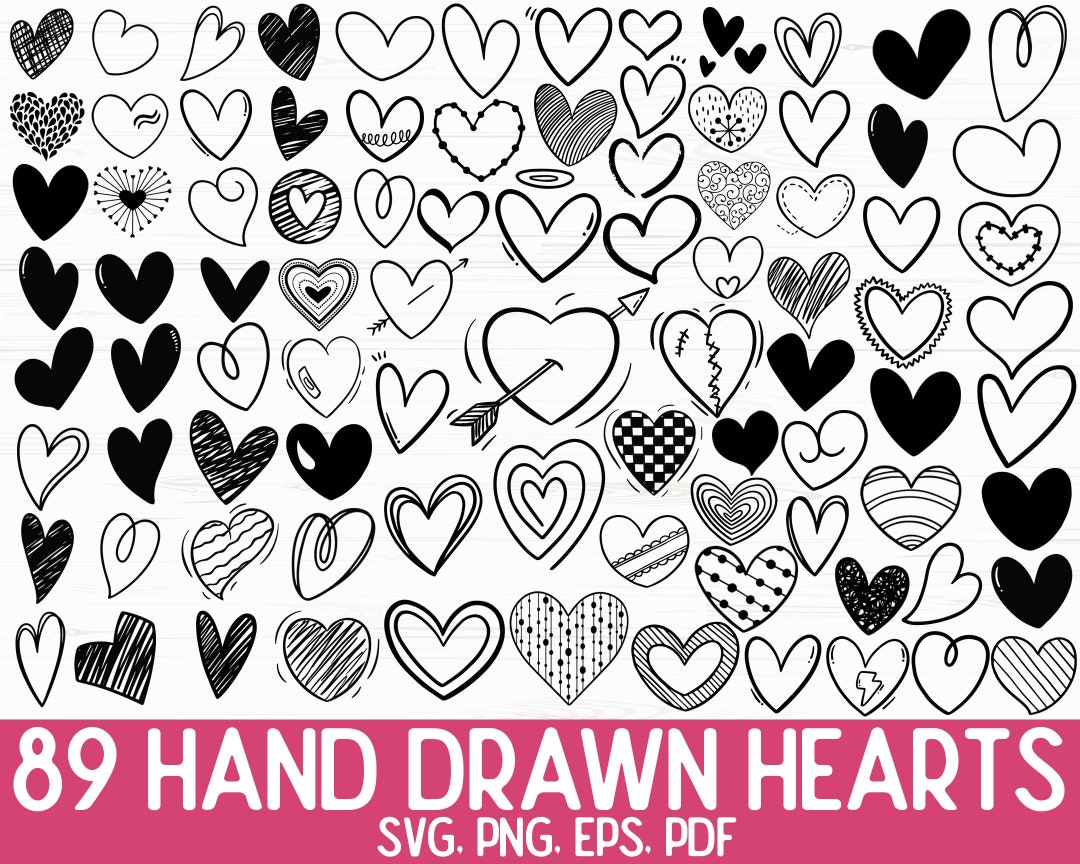 Doodle Heart SVG Bundle Heart SVG Bundle Sketch Hand-drawn - Etsy