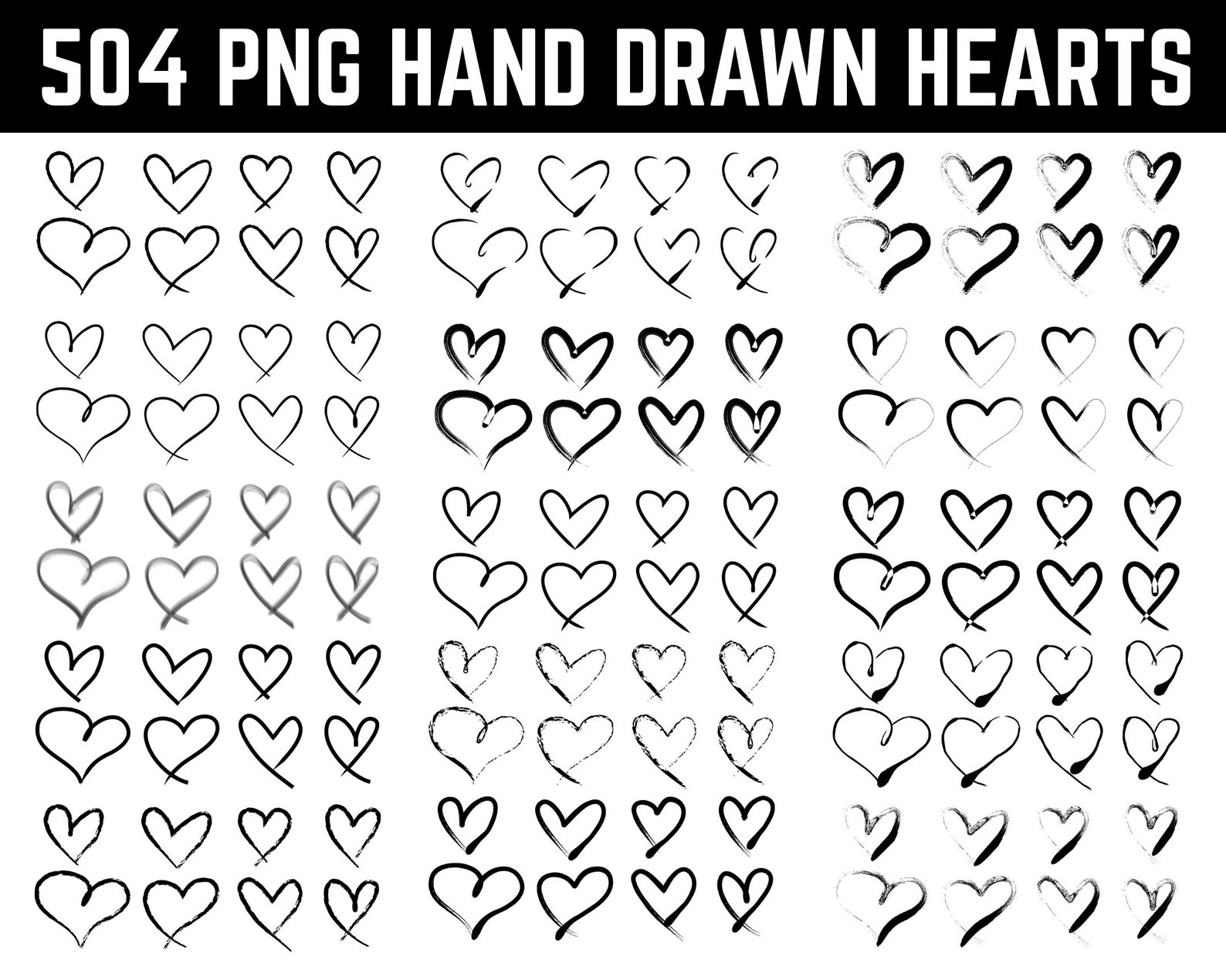 504 Heart Svg Bundle Hand Drawn Heart Svg Doodle Heart Svg - Etsy