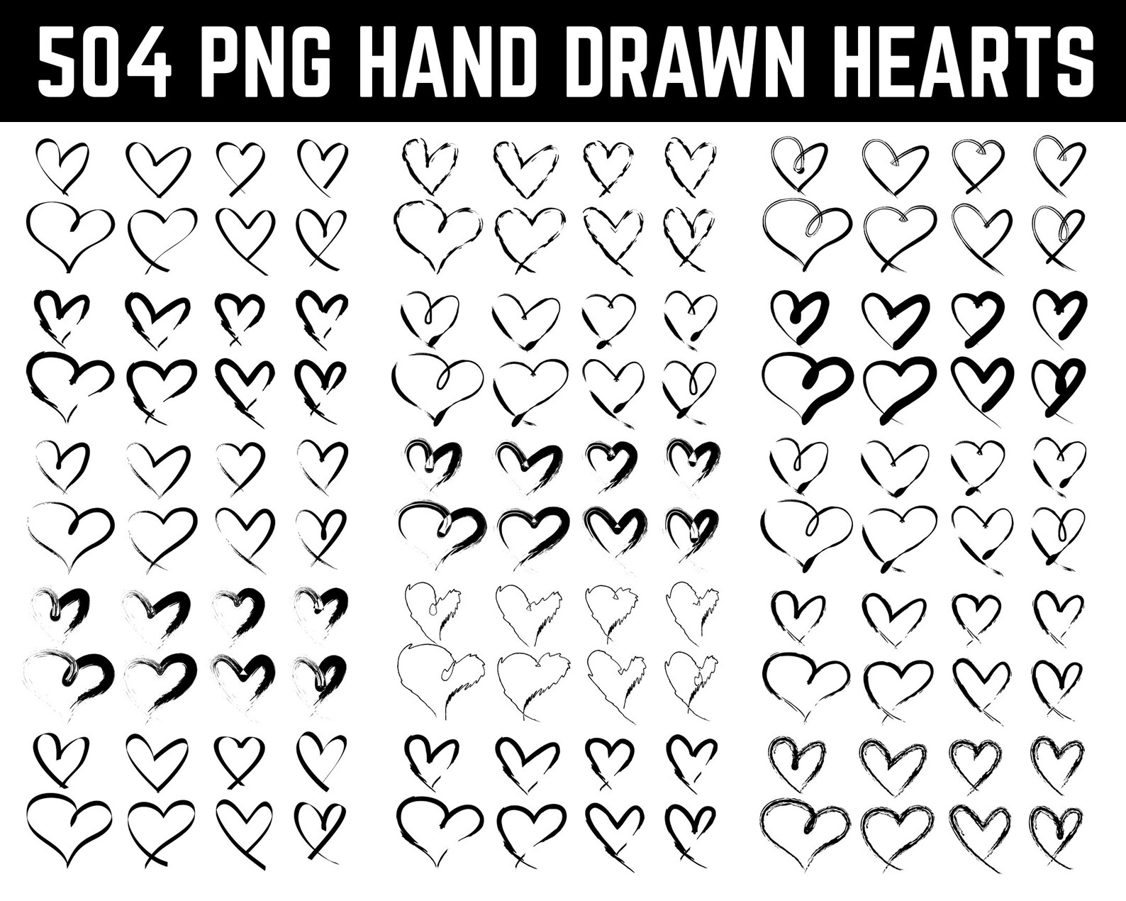 504 Heart Svg Bundle Hand Drawn Heart Svg Doodle Heart Svg - Etsy