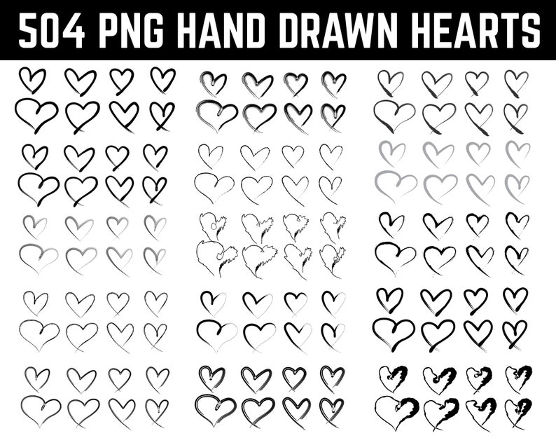 504 Heart Svg Bundle Hand Drawn Heart Svg Doodle Heart Svg - Etsy