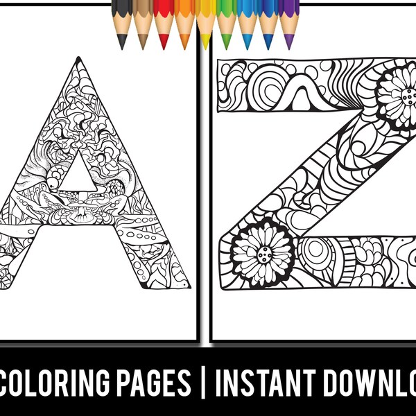 Adult Alphabet Coloring Pages - Etsy