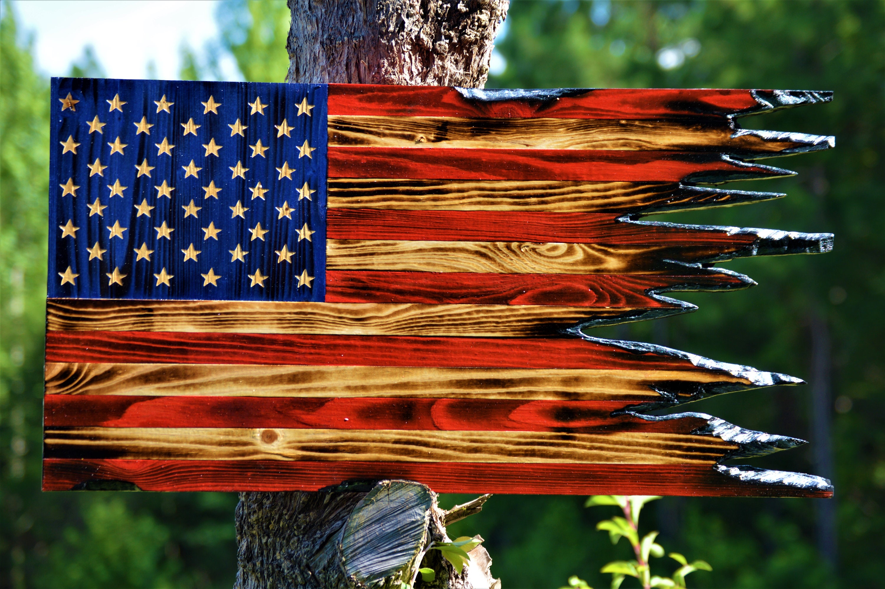 Charred American Flag American Flag Wood Flag Wooden Flag | Etsy