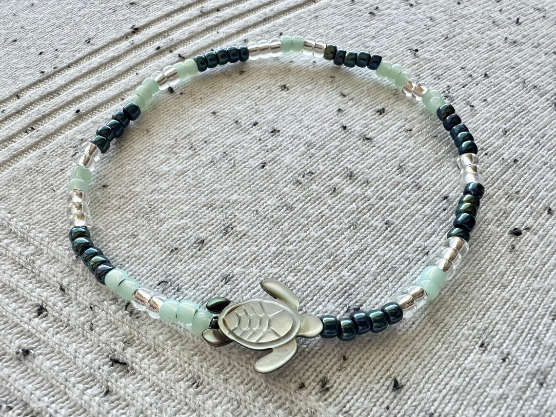 Sea Turtle Anklet Mother of Pearl Sea Turtle Jewelry Ankle - Etsy