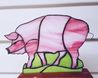 Stained glass pig | Etsy
