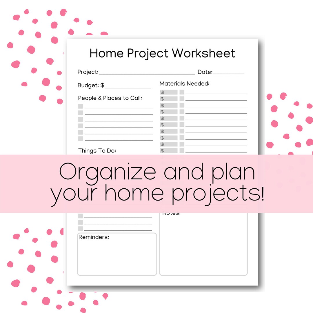 Home Project Worksheet Gray Scale - Etsy