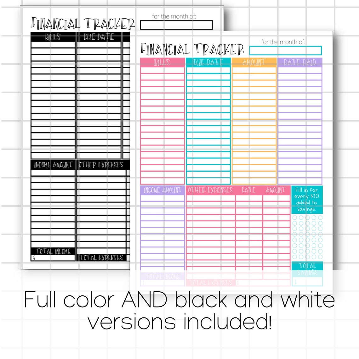 Simple Printable Financial Tracker Monthly Worksheet - Etsy