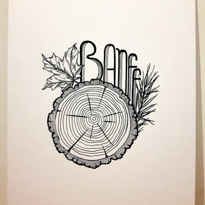 Print - Banff Alberta - Maple and Pine - Pen and Ink Illustration - Etsy