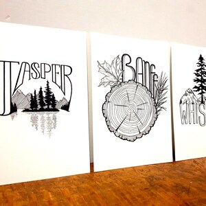 Hand-drawn Original - Banff Alberta - Maple and Pine - Pen and Ink ...