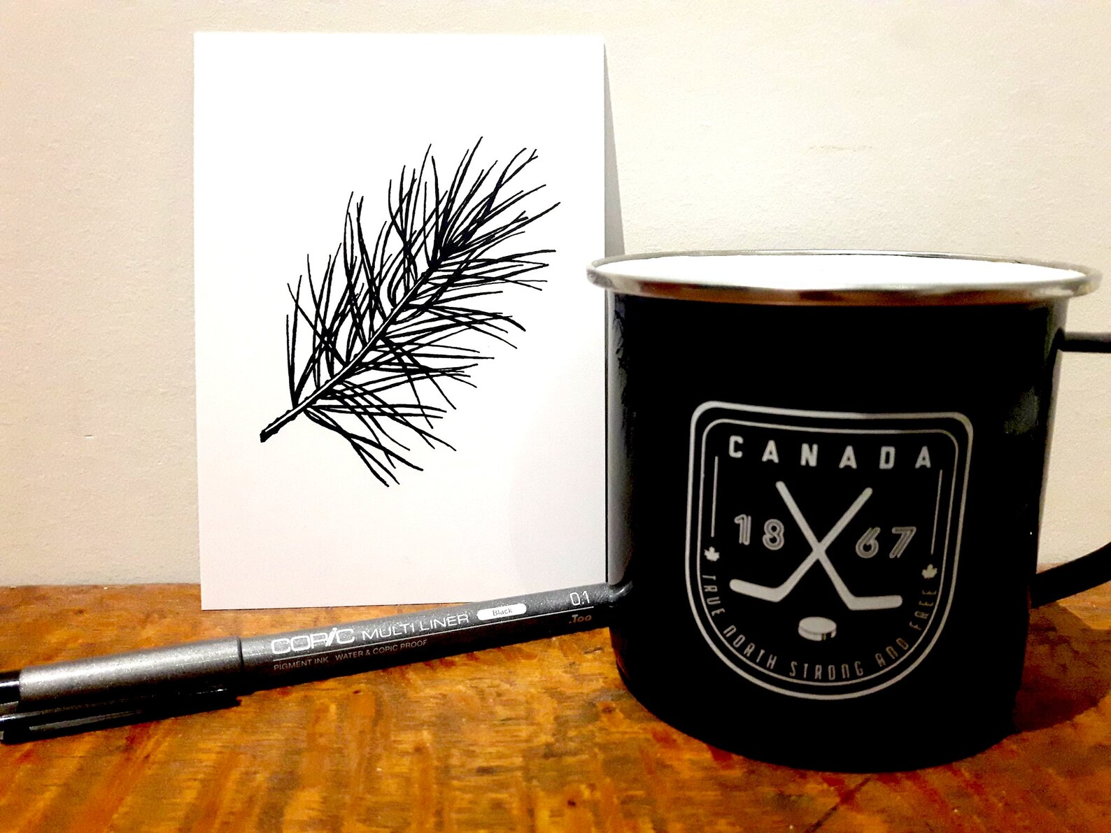 Print Pine Branch Pen and Ink Illustration - Etsy