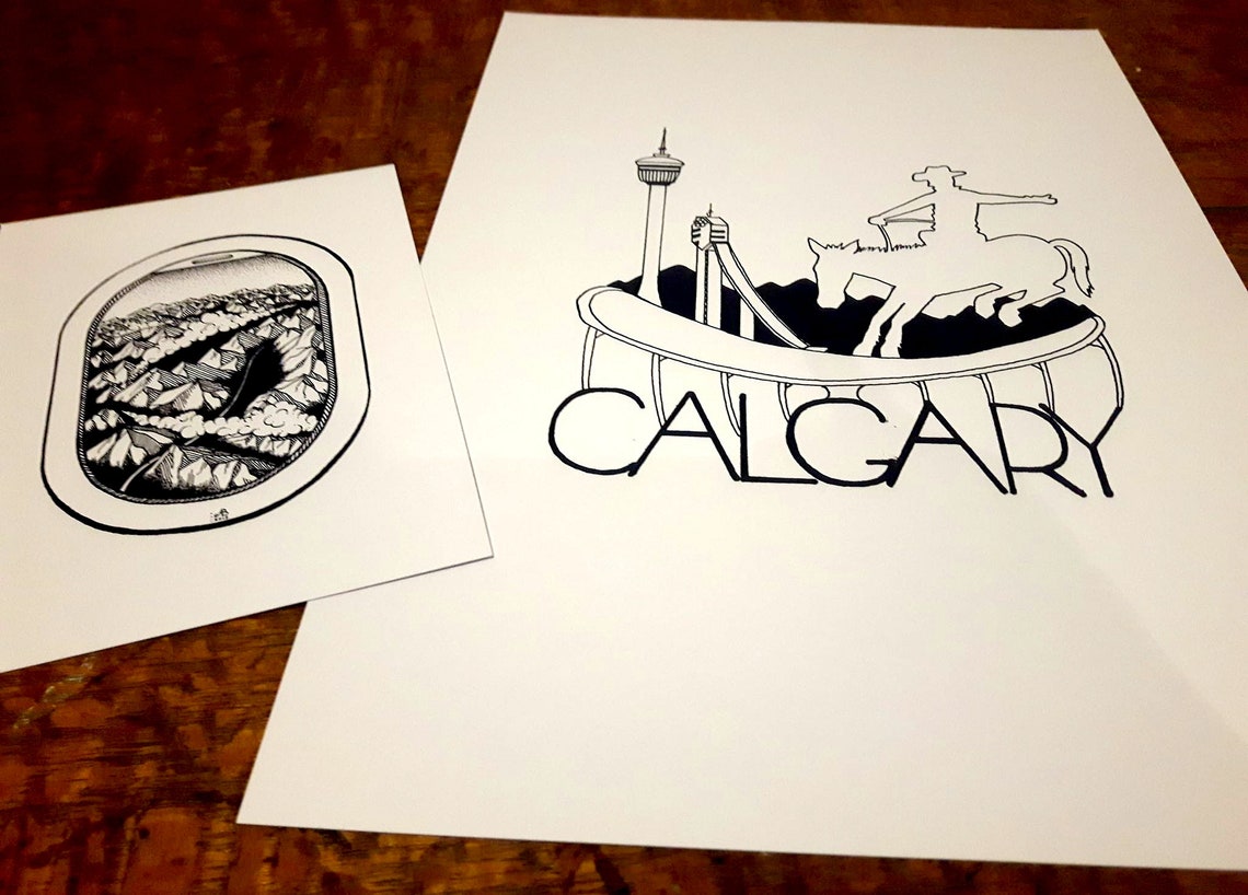 Print Sights of Calgary Alberta Pen and Ink Illustration - Etsy