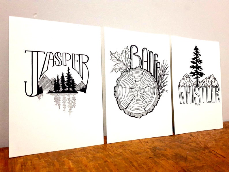 Hand-drawn Original - Maligne Lake, Jasper Alberta - Pen and Ink ...