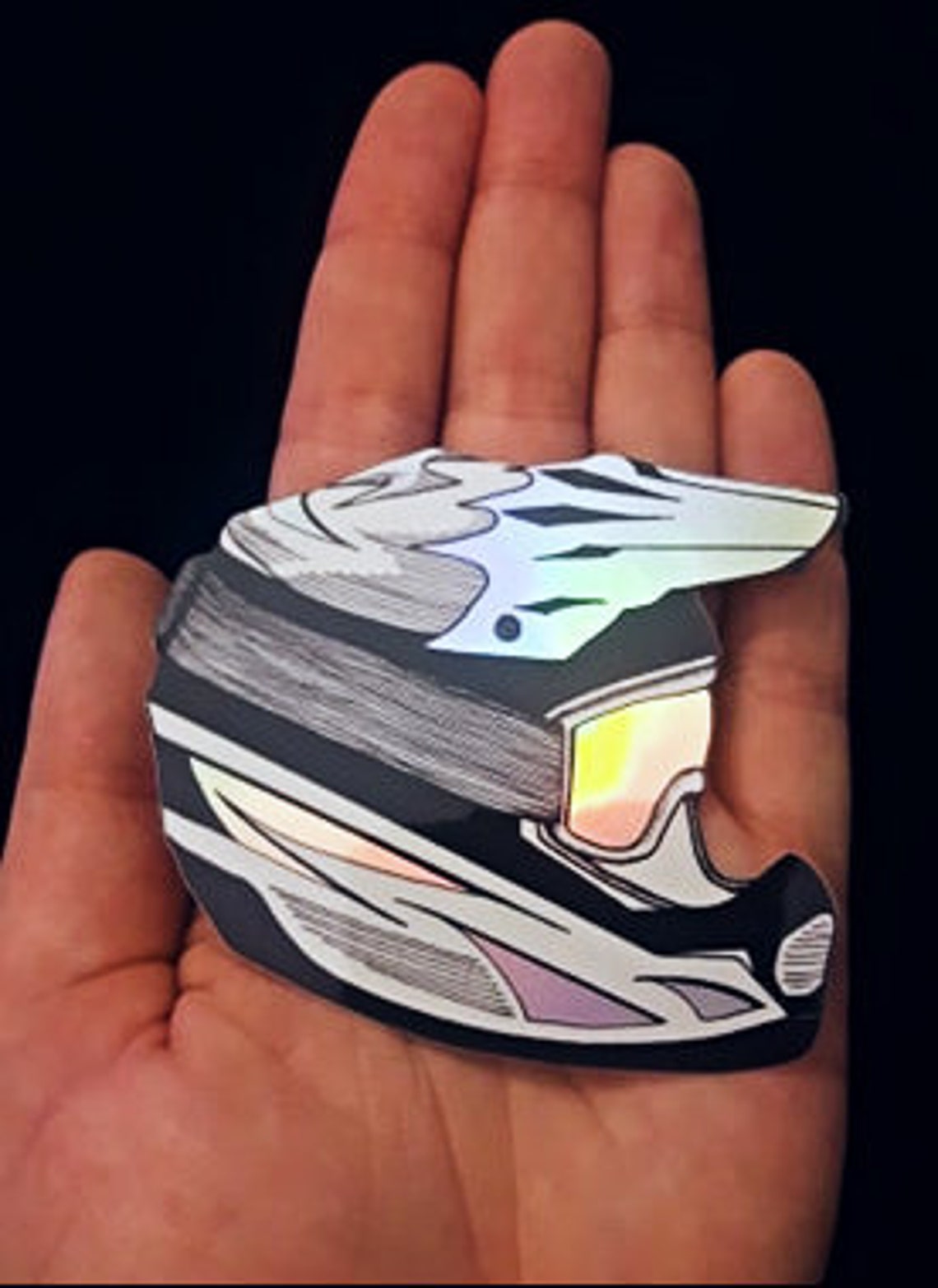 Holographic Sticker - Downhill MTB Helmet / Motocross Helmet - Pen and ...