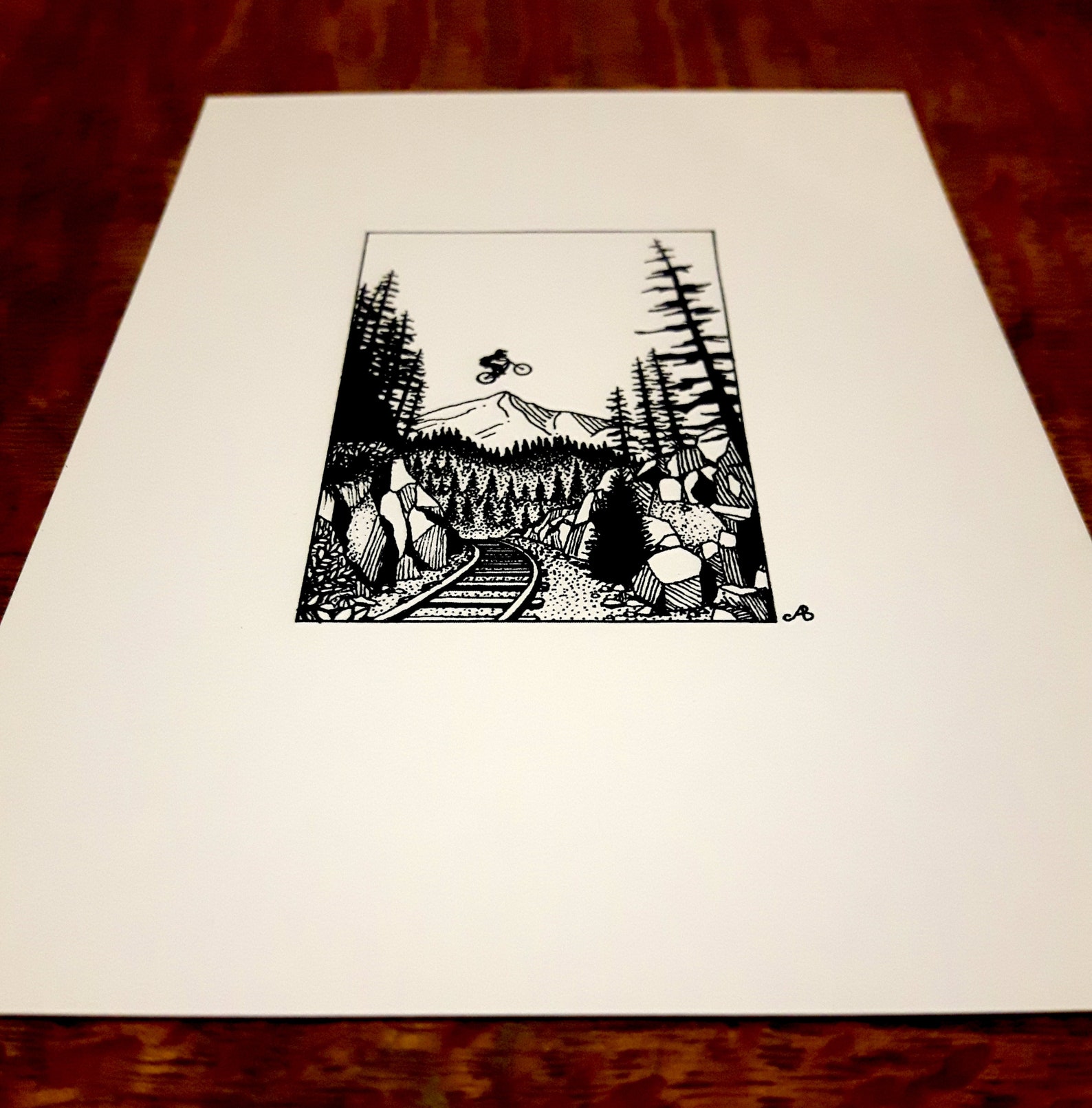 Print - Pemberton Train Gap - Downhill MTB Pen and Ink Illustration - Etsy