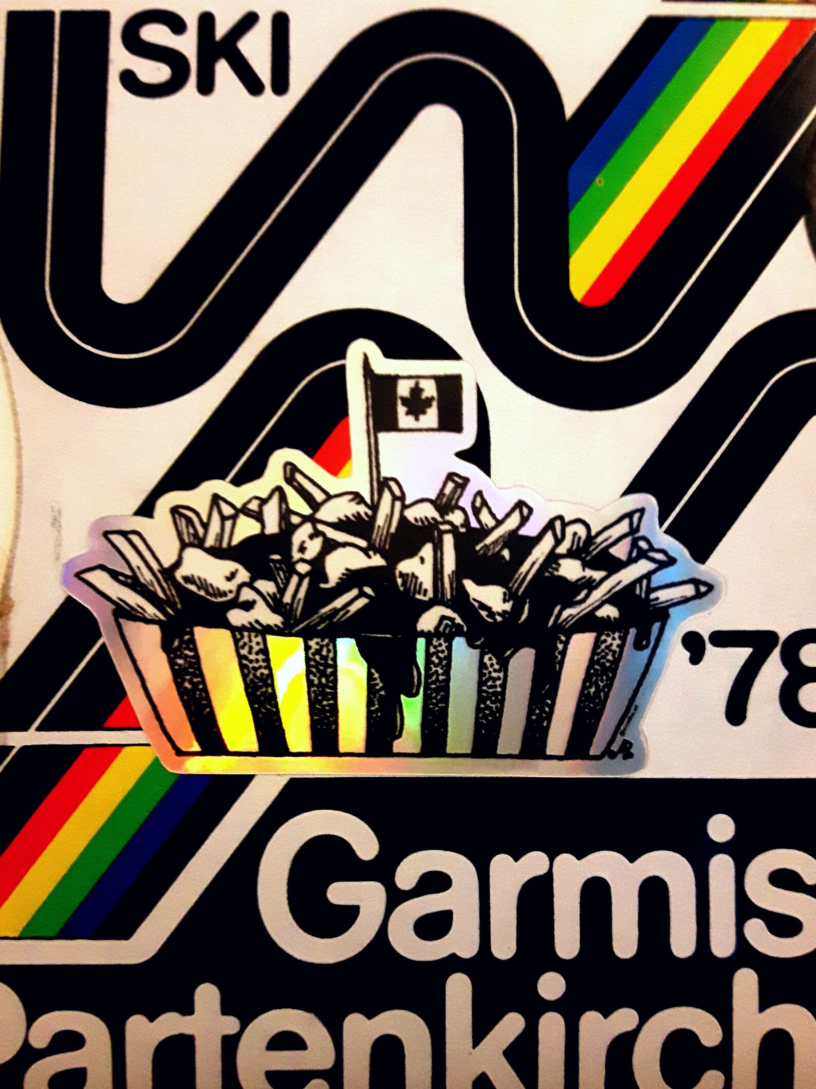 Holographic Sticker - Canada Flag on Poutine - Canadian Pen and Ink ...