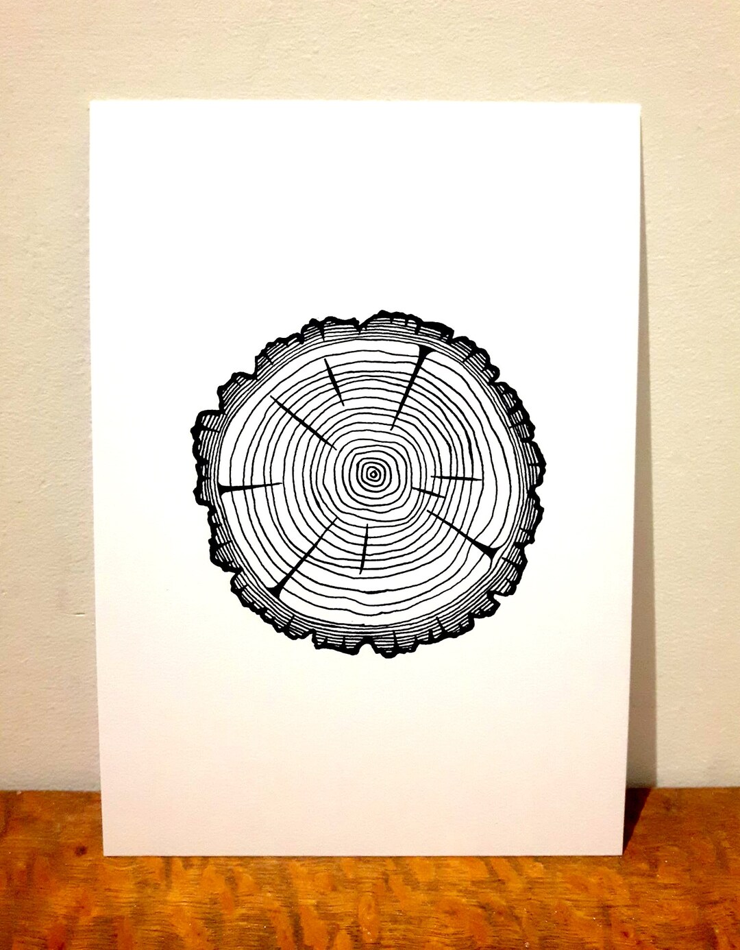 Print - Pine Log Slice Pen and Ink Illustration - Etsy