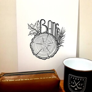 Print - Banff Alberta - Maple and Pine - Pen and Ink Illustration - Etsy
