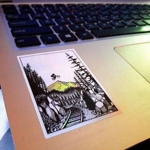 Holographic Sticker - Pemberton Train Gap - Pen and Ink Illustration - Etsy