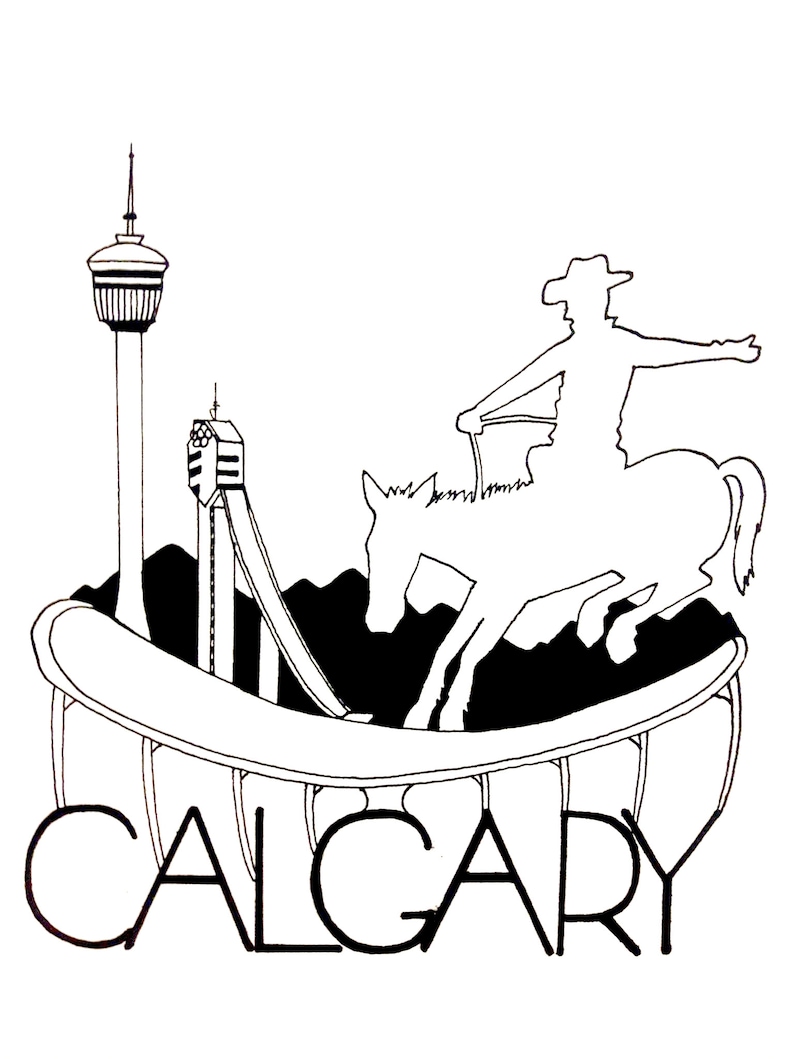 Print Sights of Calgary Alberta Pen and Ink Illustration - Etsy