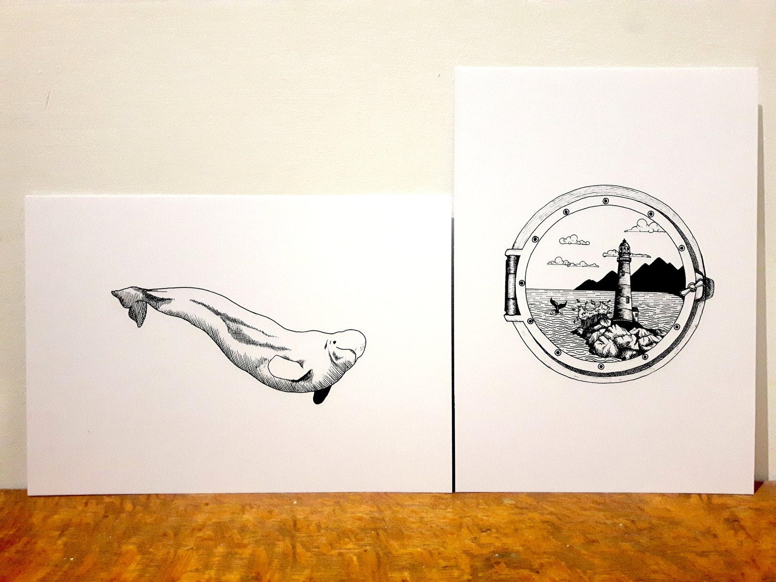 Print - Arctic Beluga Whale - Pen and Ink Illustration - Etsy