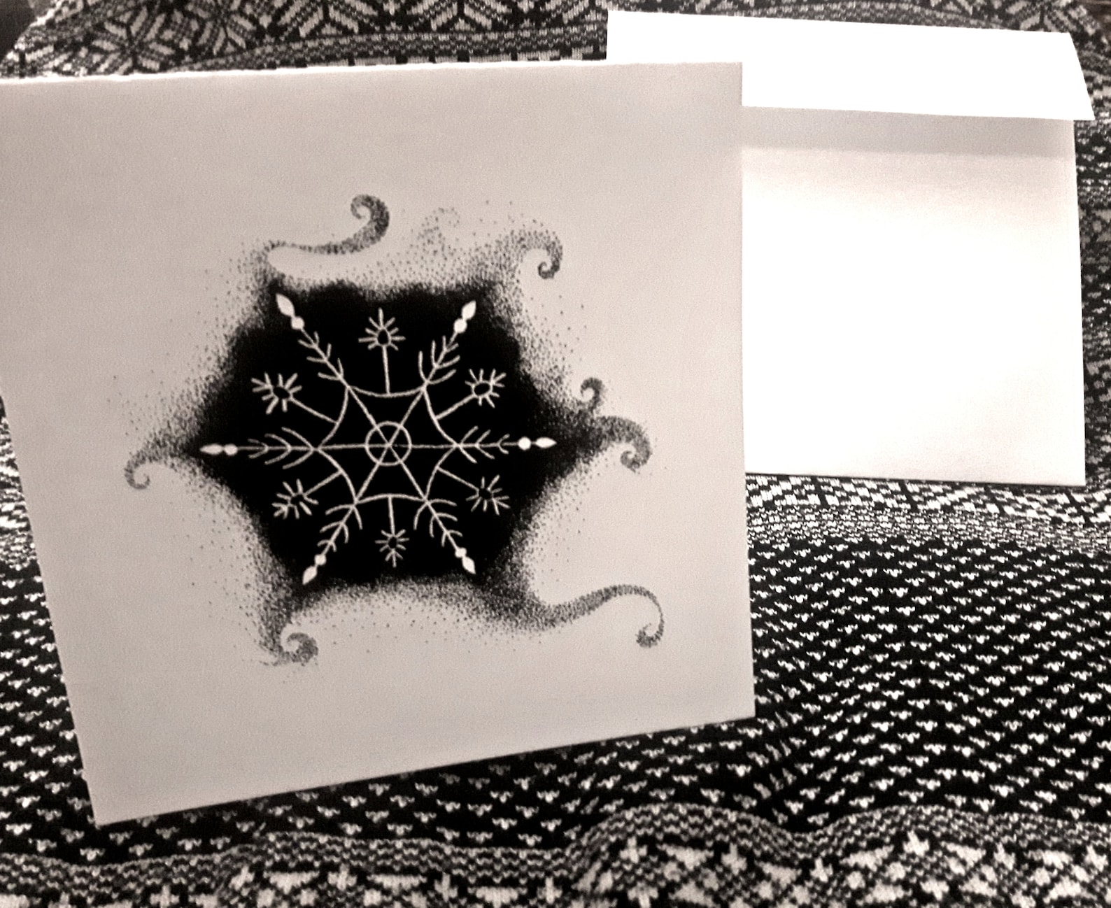 Christmas Card Magical Winter Snowflake Pen and Ink - Etsy