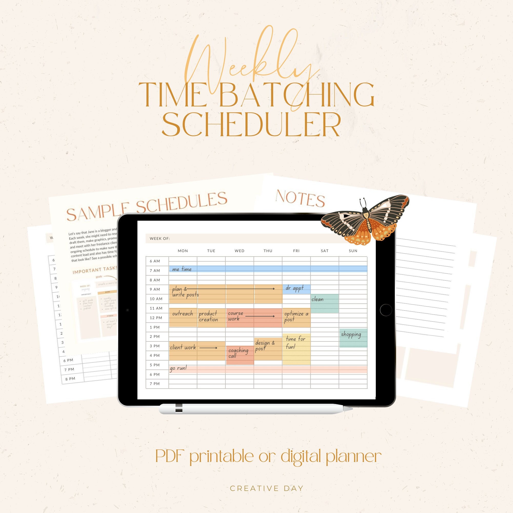 Boho Time Batching Planner Time Blocking Planner Digital - Etsy
