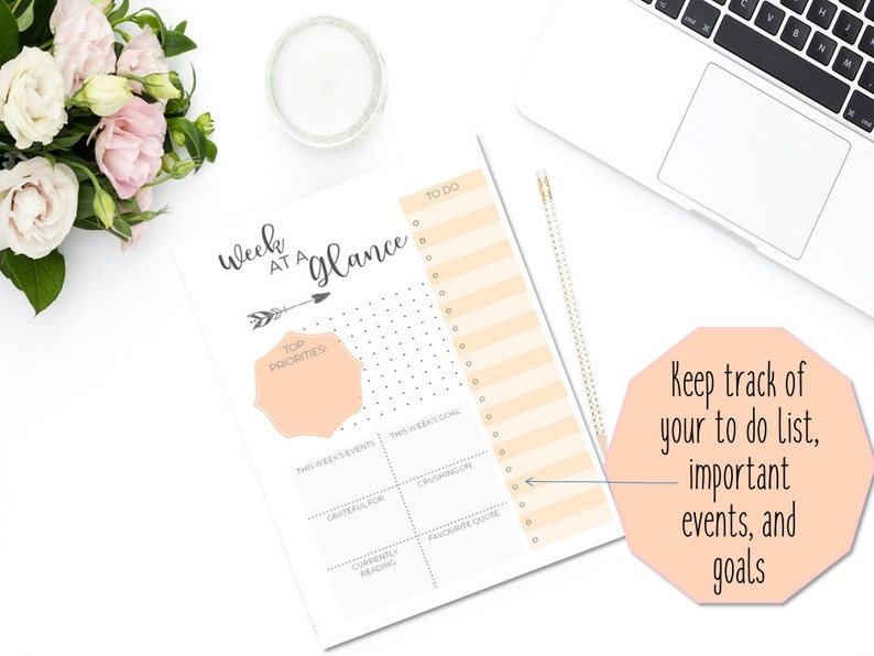 Week at a Glance Planner Printable, Week Keeper Page, Happy Planner, A4 ...