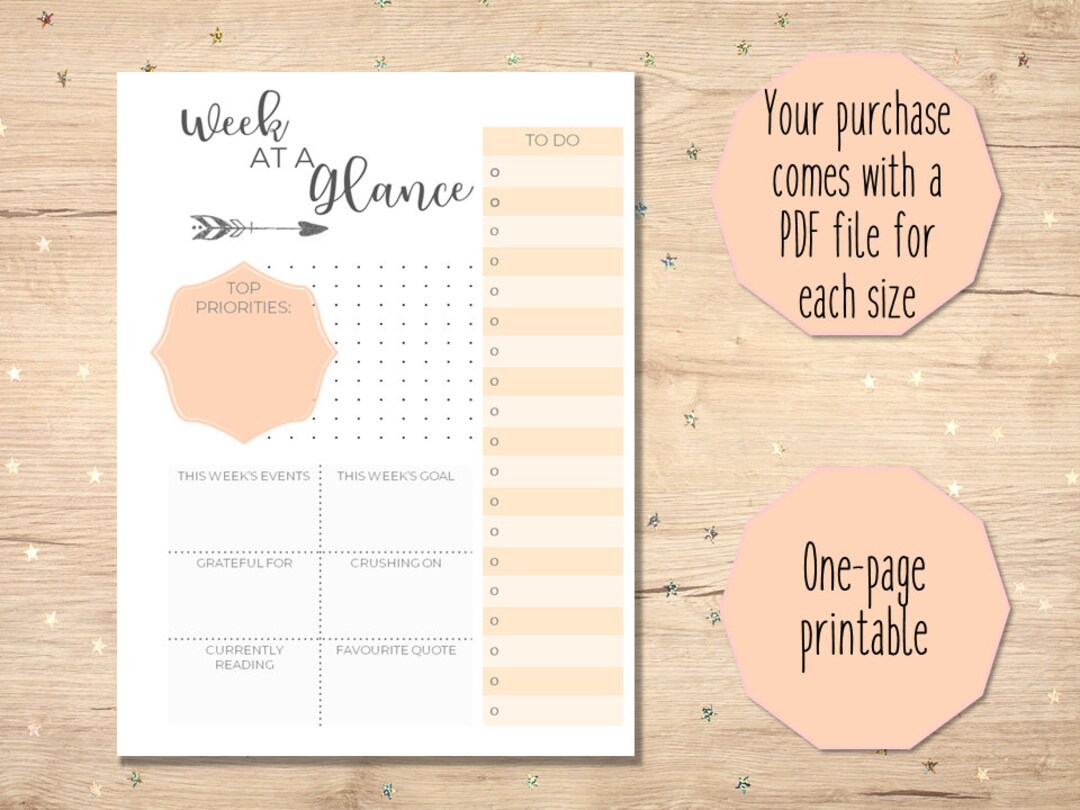 Week at a Glance Planner Printable, Week Keeper Page, Happy Planner, A4 ...
