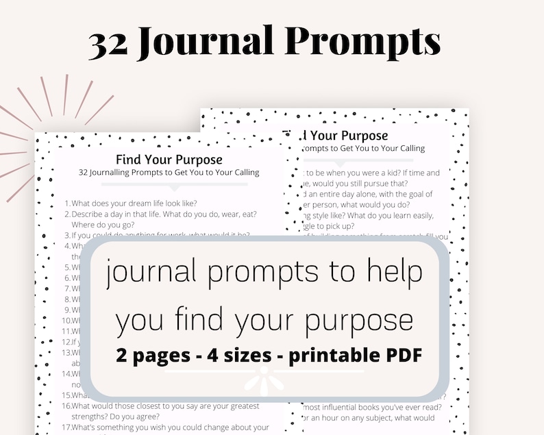 Find Your Purpose Journal Prompts Printable, A4, A5, Classic Happy ...