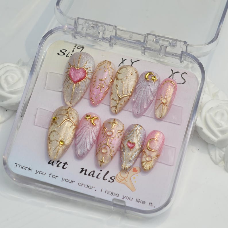 Handmade Gel Press on Nails: Custom Faux Acrylic Nails - Etsy