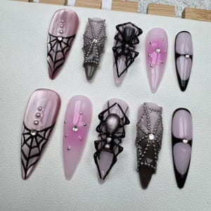 3D Spider Nails\halloween Nail/gift Nails \custom Press on Nails\hand ...