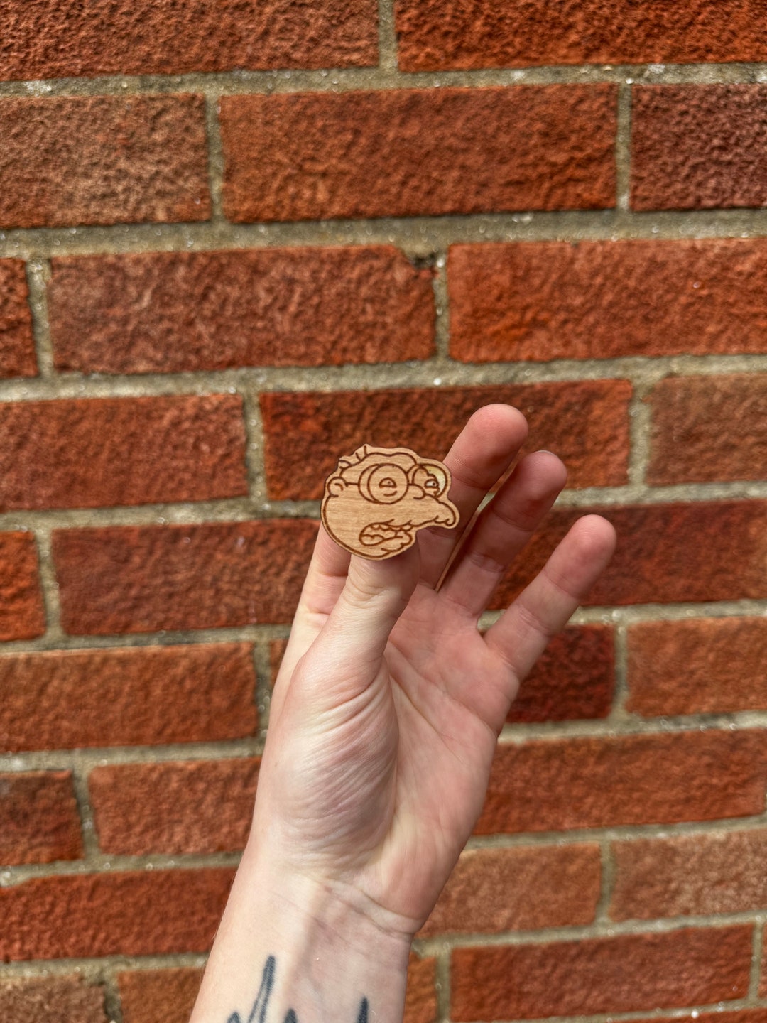 Hans Mole Man Wooden Pin Badge / Simpsons / Accessory / Cherry Wood ...