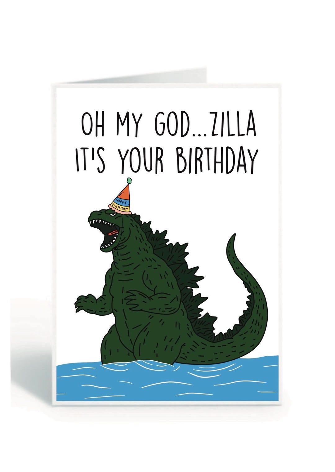 Birthday Card / Greetings Card / Animal Art / Dinosaur / Godzilla ...